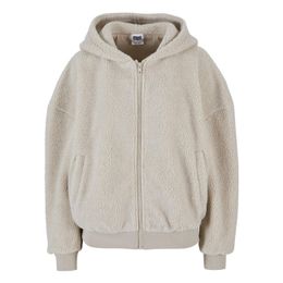 Sweatjacke Urban Classics "Urban Classics Damen Ladies Oversized Sherpa Zip Hoody" Gr. XS, beige (wetsand) Damen Sweatjacken