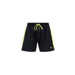 Shorts Alpha Industries "Alpha Industries Men - Beachwear Printed Stripe Swim Short" Gr. S, Normalgrößen, schwarz (black) Herren Hosen