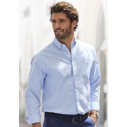 H.I.S. Langarmhemd H.I.S "Regular-fit" Gr. S (37/38), N-Gr, blau (blau, weiß) Herren Hemden Oxfordhemd langarm mit Button-down-Kragen aus reiner Baumwolle