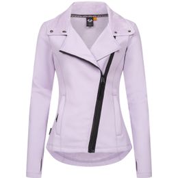 Sweatjacke Ragwear "Saskie", Damen, Gr. L (40), lila (lavender), 95% Polyester, 5% Elasthan, Modisch, figurumspielend, hoch geschlossener Ausschnitt, Sweatjacken, Modische Damen Kapuzenjacke mit kuschlig weichem Innenfutter
