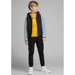 Jack & Jones Cargohose JACK & JONES JUNIOR "JPSTPAUL JJFLAKE AKM 542" Gr. 134, N-Gr, schwarz Jungen Hosen