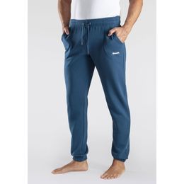 Sweathose BENCH. LOUNGEWEAR, Herren, Gr. 44/46, N-Gr, blau (petrol), angeraute Sweatware, Obermaterial: 60% Baumwolle, 40% Polyester, Basic, lang, Hosen, mit Logoprint