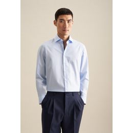 Businesshemd Seidensticker "Slim", Herren, Gr. S (38), normale Ärmellängen, blau (mittelblau), 100% Baumwolle, unifarben, slim fit, Langarm 2-Knopf-Manschette, Hemden, Slim Langarm Kentkragen Uni