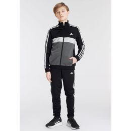 Trainingsanzug adidas Sportswear "U 3S TIBERIO TS" Gr. 128, schwarz (black, grey five, one, white) Kinder Sportanzüge