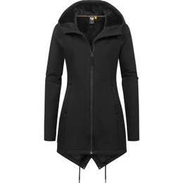 Sweatjacke Ragwear "Wingi", Damen, Gr. S (36), schwarz, 95% Polyester, 5% Elasthan, tailliert ca. Mitte Oberschenkel, hoch geschlossener Ausschnitt, eng normaler Saum mit Daumenl&ouml;chern, Sweatjacken Sweatjacke, Sportliche Damen Kapuzenjacke mit kuschelig weichem Innenleben