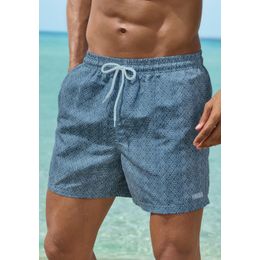 H.I.S. Badeshorts H.I.S Gr. M, N-Gr, blau (blau bedruckt) Herren Badehosen mit Alloverdruck