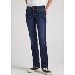 Straight-Jeans Pepe Jeans "GEN" Gr. 25, Länge 34, blau (dark used) Damen Jeans in schöner Qualtät mit geradem Bein und Doppel-Knopf-Bund