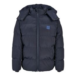 Winterjacke Urban Classics "Urban Classics Herren Boys Hooded Puffer Jacket" Gr. 134/140, blau (navy) Jungen Jacken Steppjacke