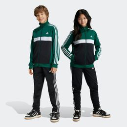 Trainingsanzug adidas Sportswear "U 3S TIBERIO TS" Gr. 152, grün (collegiate green, white, black, white) Kinder Sportanzüge