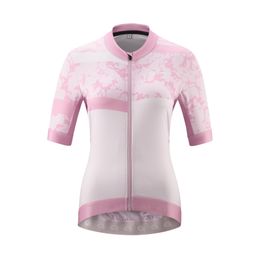 Radtrikot Gonso "SASSINA" Gr. 36, rosa (babyrosa) Damen Trikots Radshirt kurzarm, atmungsaktives Fahrradtrikot mit Rückentasche