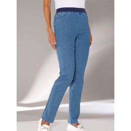 Stretch-Jeans Classic Basics, Damen, Gr. 21, Kurzgrößen, blau (blau, bleached), 84% Baumwolle, 15% Polyester, 1% Elasthan, unifarben, lang, Jeans