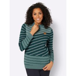 Stehkragenpullover Casual Looks "Pullover" Gr. 52, grün (jade, petrol, gemustert) Damen Pullover