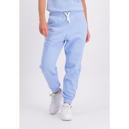 Jogginghose Alpha Industries "Alpha Industries Men - Jogger Unisex EMB Jogger" Gr. XS, Normalgrößen, blau (light blue) Herren Hosen