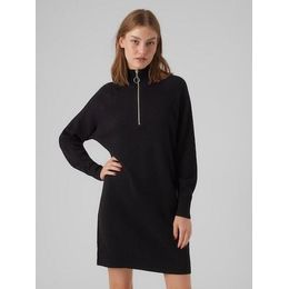 Véro Moda Strickkleid VERO MODA "VMGOLDNEEDLE LS HIGHNCK ZIPPER DRESS REP" Gr. L (40), N-Gr, schwarz (black) Damen Kleider