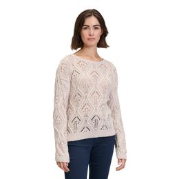 BETTY & CO Strickpullover BETTY&CO "Betty & Co Lochstrick-Pullover mit Strickdetails" Gr. 36, beige Damen Pullover Rippbündchen