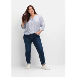 Stretch-Jeans sheego "Große Größen" Gr. 50, Normalgrößen, blau (dark blue denim) Damen Jeans im komfortablen Curvy-Schnitt VERENA