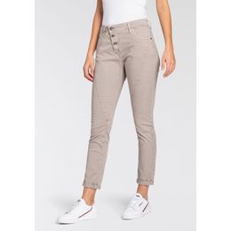 Röhrenhose Please Jeans Gr. S (36), N-Gr, beige (chinchilla beige) Damen Hosen Mit besonderer Knöpfung