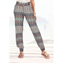 Jerseyhose Vivance, Damen, Gr. 34, N-Gr, bunt (bunt bedruckt), Jersey, Obermaterial: 100% Viskose, bedruckt, figurumspielend lang, Hosen, mit Ethnoprint und Taschen, lockere Schlupfhose, Sommerhose