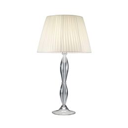 Kolarz Tischlampe Pisani, chrom/weiß, Höhe 72 cm, Glas/Stoff