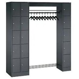 C+P Serie 8070 Metall Schließfach 15 Türen Zylinderschloss 2.100 x 480 x 1.950 mm Schwarz
