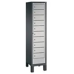 C+P S 3000 Evolo Metall Schließfach 11 Türen Zylinderschloss 420 x 500 x 1.850 mm Schwarz 48060-110 S10046