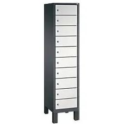 C+P S 3000 Evolo Metall Schließfach 10 Türen Zylinderschloss 420 x 500 x 1.850 mm Schwarz 48010-1210 S10032