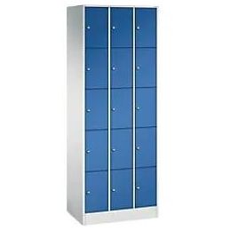 C+P Serie 8070 Metall Schließfach 15 Türen Zylinderschloss 680 x 480 x 1.950 mm Lichtgrau 80700-30 S10007