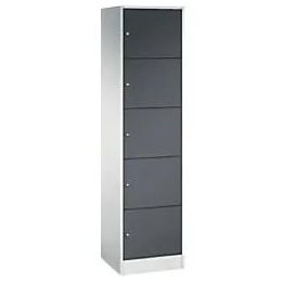 C+P Serie 8070 Metall Schließfach 5 Türen Zylinderschloss 460 x 480 x 1.950 mm Lichtgrau 82700-10 S10023