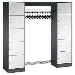C+P Serie 8070 Metall Schließfach 10 Türen Zylinderschloss 1.870 x 480 x 1.950 mm Schwarz