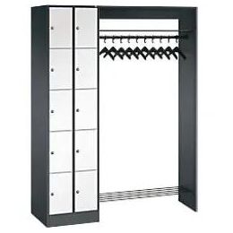 C+P Serie 8070 Metall Schließfach 10 Türen Zylinderschloss 1.410 x 480 x 1.950 mm Schwarz