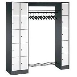 C+P Serie 8070 Metall Schließfach 15 Türen Zylinderschloss 2.100 x 480 x 1.950 mm Schwarz