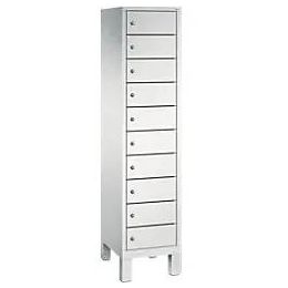 C+P S 3000 Evolo Metall Schließfach 10 Türen Zylinderschloss 420 x 500 x 1.850 mm Lichtgrau 48010-1210 S10003