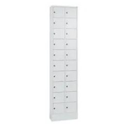 C+P Serie 8070 Metall Schließfach 20 Türen Zylinderschloss 460 x 200 x 1.950 mm Lichtgrau 80700-203 S10014