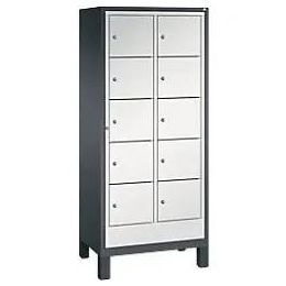 C+P S 3000 Evolo Metall Schließfach 11 Türen Zylinderschloss 810 x 500 x 1.850 mm Schwarz 48060-205 S10152
