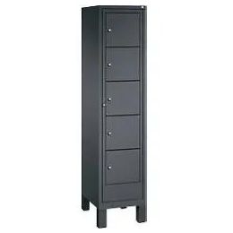 C+P S 3000 Evolo Metall Schließfach 6 Türen Zylinderschloss 420 x 500 x 1.850 mm Schwarz 48060-105 S10039