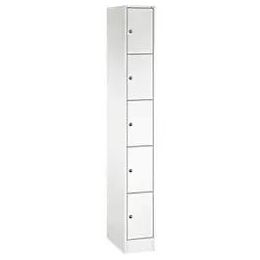 C+P S 8070 Evolo Metall Schließfach 5 Türen Zylinderschloss 240 x 480 x 1.950 mm Weiß 80700-10 S10416