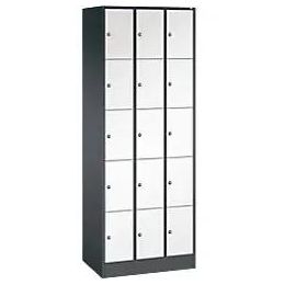C+P Serie 8070 Evolo Metall Schließfach 15 Türen Zylinderschloss 680 x 480 x 1.950 mm Schwarz 80700-30 S10370