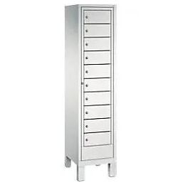C+P S 3000 Evolo Metall Schließfach 11 Türen Zylinderschloss 420 x 500 x 1.850 mm Lichtgrau 48060-110 S10001