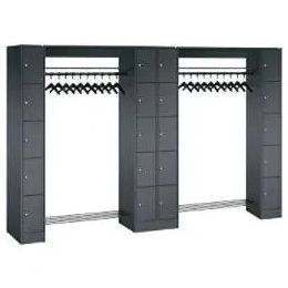 C+P Serie 8070 Evolo Metall Schließfach 20 Türen Zylinderschloss 2.840 x 480 x 1.950 mm Schwarz 80730-20 S10016