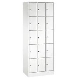 C+P S 8070 Evolo Metall Schließfach 15 Türen Zylinderschloss 680 x 480 x 1.950 mm Weiß 80700-30 S10372
