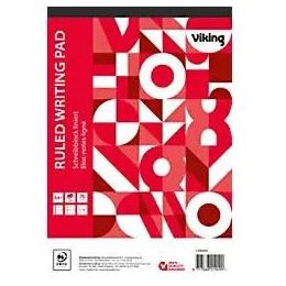 Viking Notizblock DIN A4+ Liniert Geleimt Seitlich gebunden Papier Softcover Rot Perforiert 200 Seiten 5 Stück