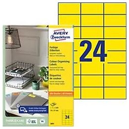 Avery Zweckform Etiketten 3451 Selbsthaftend DIN A4 Gelb 70 x 37 mm 100 Blatt à 24 Etiketten
