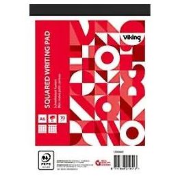 Viking Notizblock DIN A6 Kariert Geheftet Oben gebunden Papier Softcover Rot Perforiert 160 Seiten 5 Stück