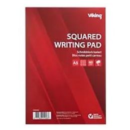 Viking Notizblock DIN A5 Kariert Geleimt Oben gebunden Papier Softcover Rot Perforiert 100 Seiten 5 Stück
