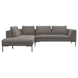 Ecksofa FLEXLUX "Loano, superbequemer Sitzkomfort durch Kaltschaum im Sitz" Sofas Gr. B/H/T: 284cm x 86cm x 230cm, Struktur, lange Ottomane links, braun (taupe brown) modernes Sofa, frei im Raum stellbar, lose Kissen