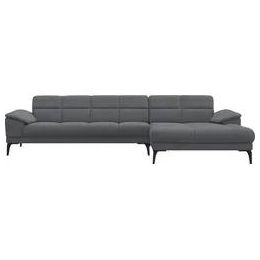 Ecksofa FLEXLUX "Viale L-Form, mit attraktiver Rückensteppung" Sofas Gr. B/H/T: 297cm x 160,5cm x 74cm, Lederoptik, Chaiselongue rechts, grau (elephant grau) Sitzaufbau mit hochwertigem Kaltschaum für mehr Sitzkomfort