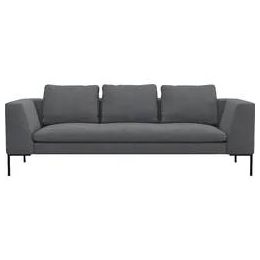 3-Sitzer FLEXLUX "Loano, superbequemer Sitzkomfort durch Kaltschaum im Sitz" Sofas Gr. B/H/T: 238cm x 86cm x 106cm, Lederoptik, grau (elephant grau) modernes Sofa, frei im Raum stellbar, lose Kissen