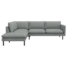 Ecksofa FLEXLUX "Bolzano Designsofa, bequem durch Kaltschaum im Sitz, L-Form" Sofas Gr. B/H/T: 262cm x 61cm x 222cm, Bouclé, lange Ottomane links, blau (sky blau) lose Sitz -& Rückenkissen, hohe Füße