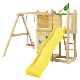 Spielturm Jungle Gym "Deck" Spieltürme gelb Kinder Spielanlage mit Schaukel und Rutsche Wasseranschluss