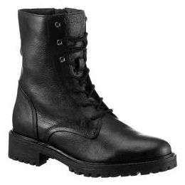 Schnürstiefelette Geox "D HOARA" Gr. 38, schwarz Damen Schuhe Blockabsatz, Schnürboots mit Innenreißverschluss